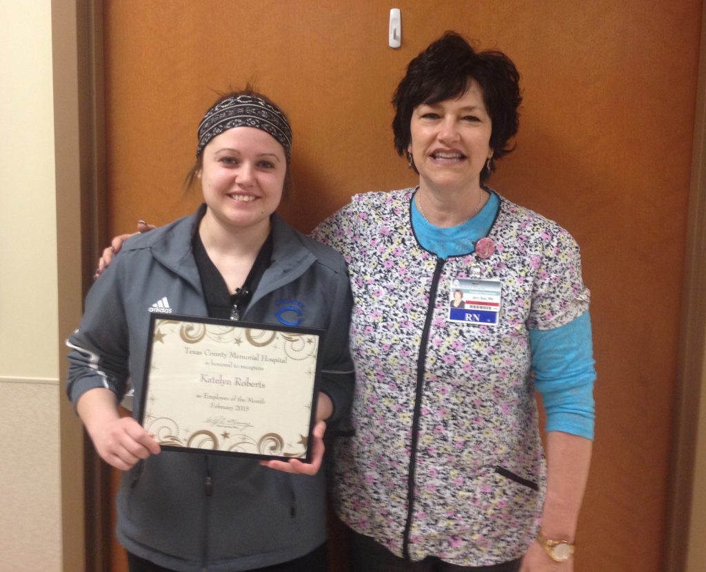 Roberts Named as March Employee of the Month | Texas County Memorial ...